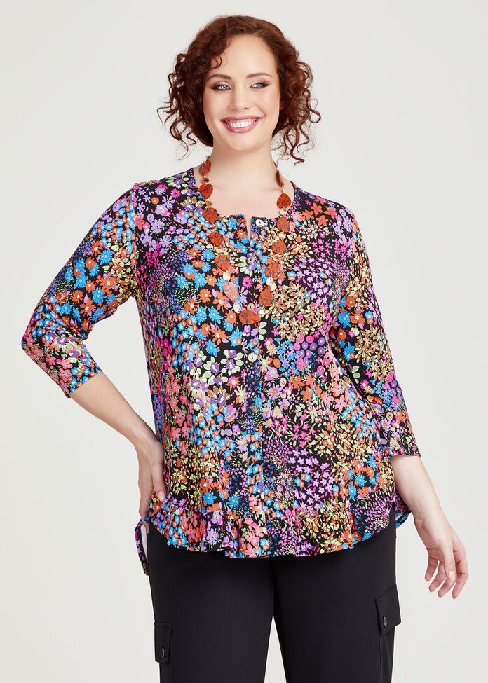 Shop Plus Size Ditsy Floral Natural Top, Multi | Taking Shape NZ