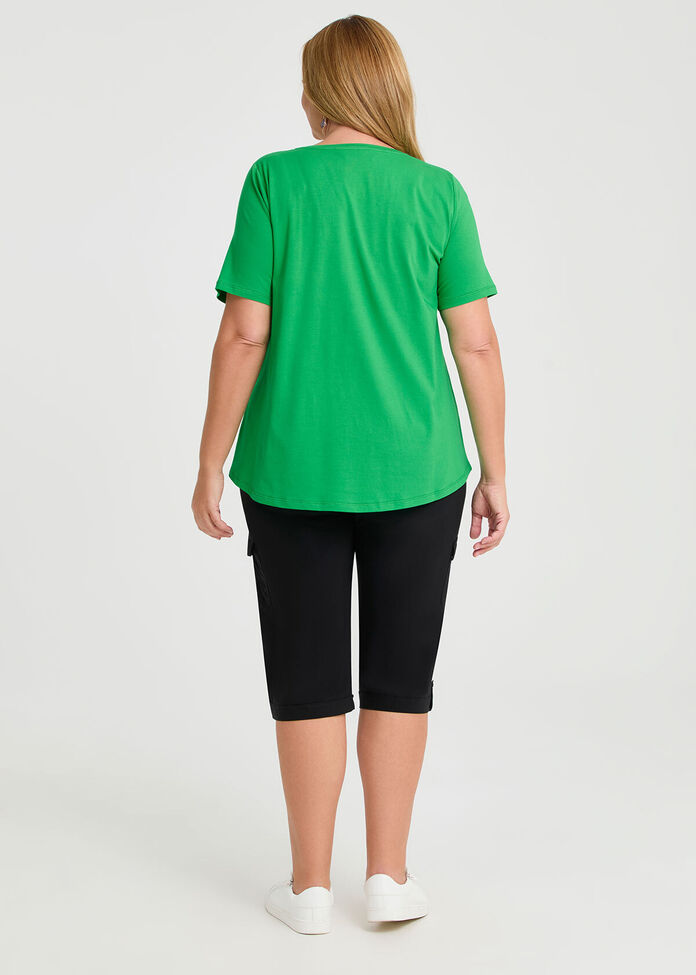 Shop Plus Size Organic Cotton V-neck T-shirt, Green | Taking Shape UK