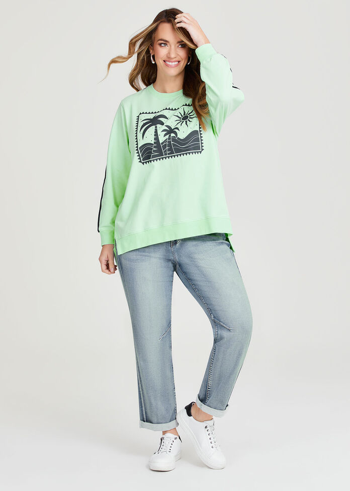 Shop Plus Size Cotton Sea Scape Sweatshirt, Green | Taking Shape AU