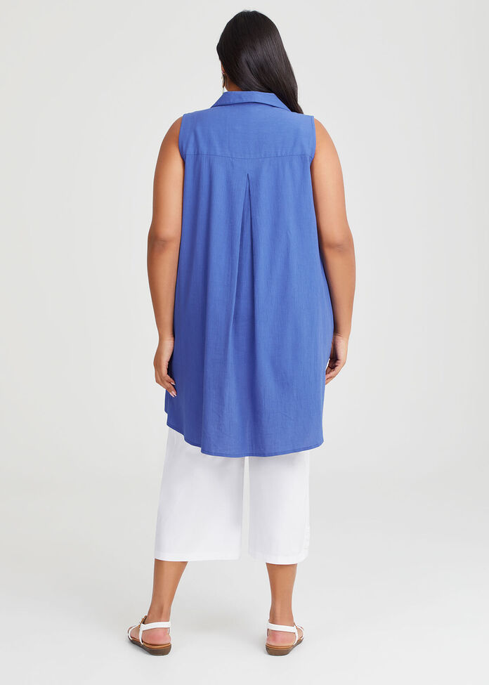 Shop Plus Size Cotton Double Button Front Tunic, Blue | Taking Shape AU