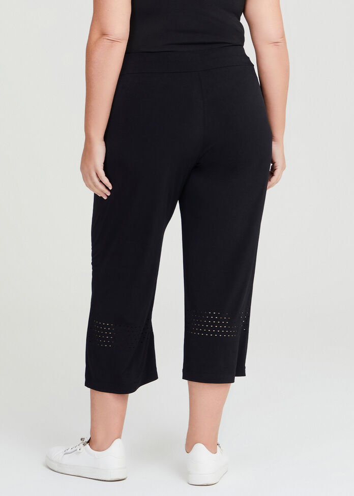 Laser Cut Detail Cullote Pant in Black, Sizes 12-30 | Taking Shape NZ