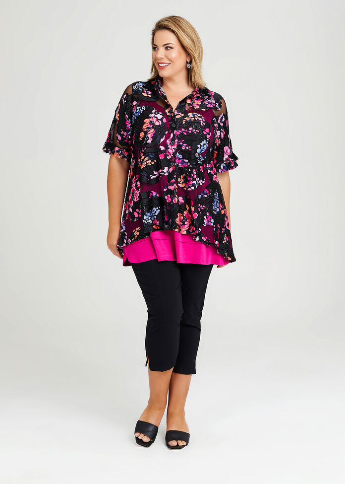 Shop Plus Size Blossom Satin Mesh Over Top, Multi | Taking Shape AU