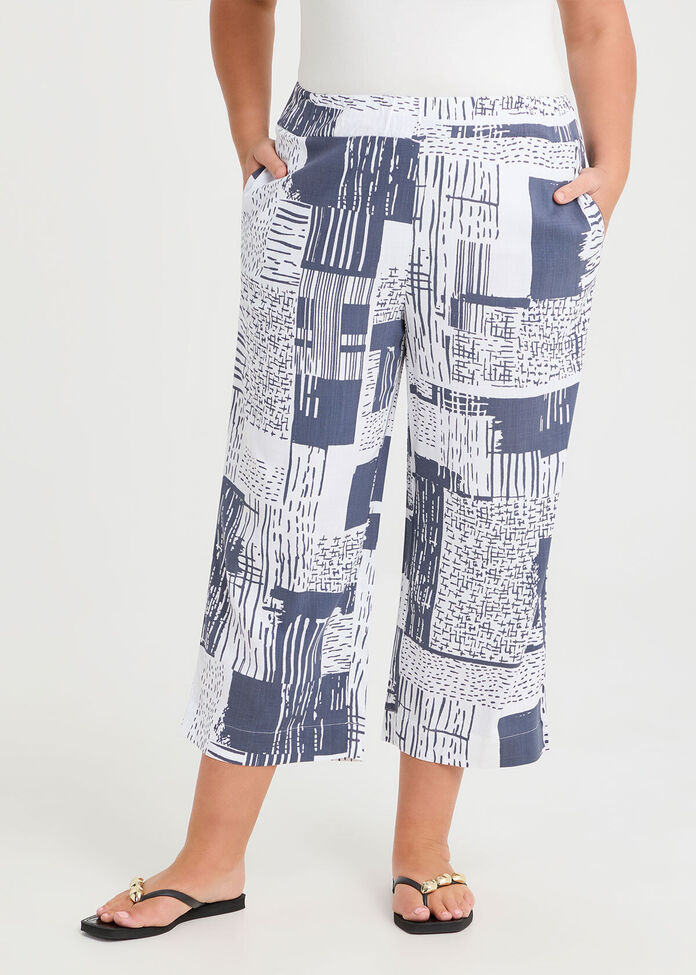 Shop Plus Size Natural Ella Abstract Crop Pant, Multi | Taking Shape NZ