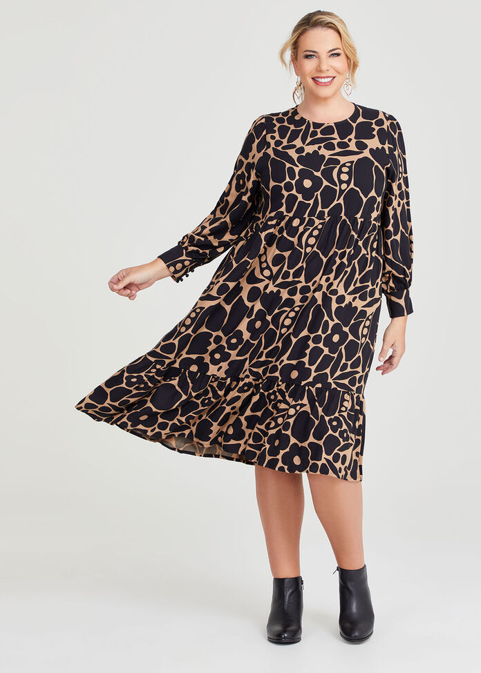 Shop Plus Size Natural Abstract Botanical Dress, Black | Taking Shape AU