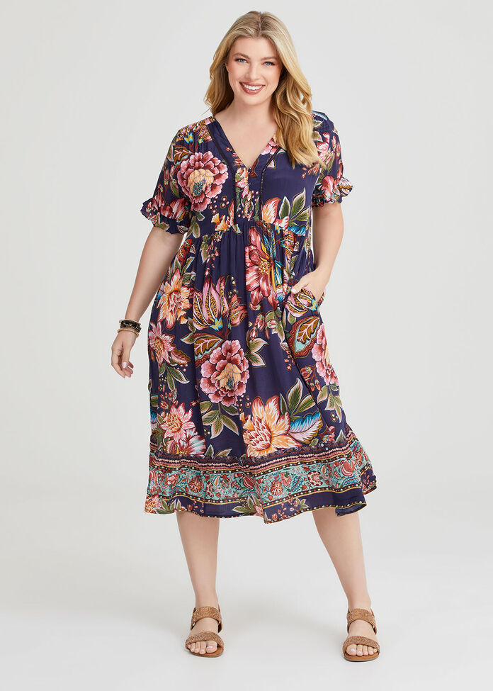 Shop Plus Size Natural Getaway Floaty Dress, Multi | Taking Shape AU