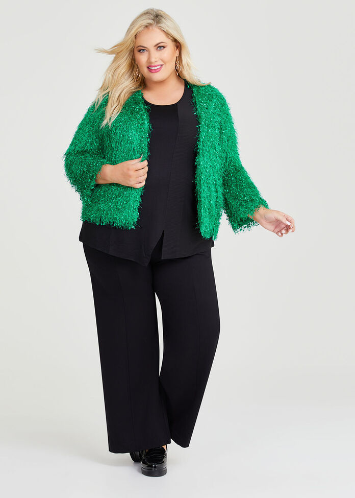 Shop Plus Size Fringe Tassel Cardigan, Green | Taking Shape AU
