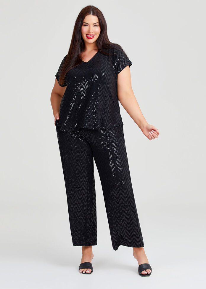 Shop Plus Size Make An Entrance Sequin Top, Black | Taking Shape AU