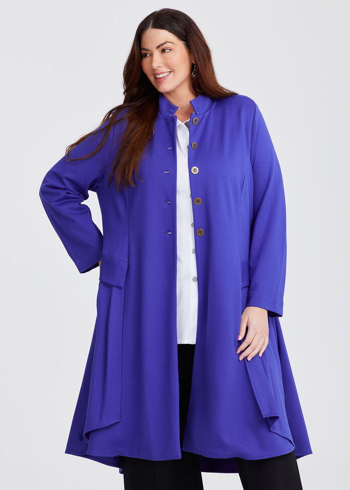 Shop Plus Size Ponte Sienna Riding Jacket, Blue | Taking Shape UK
