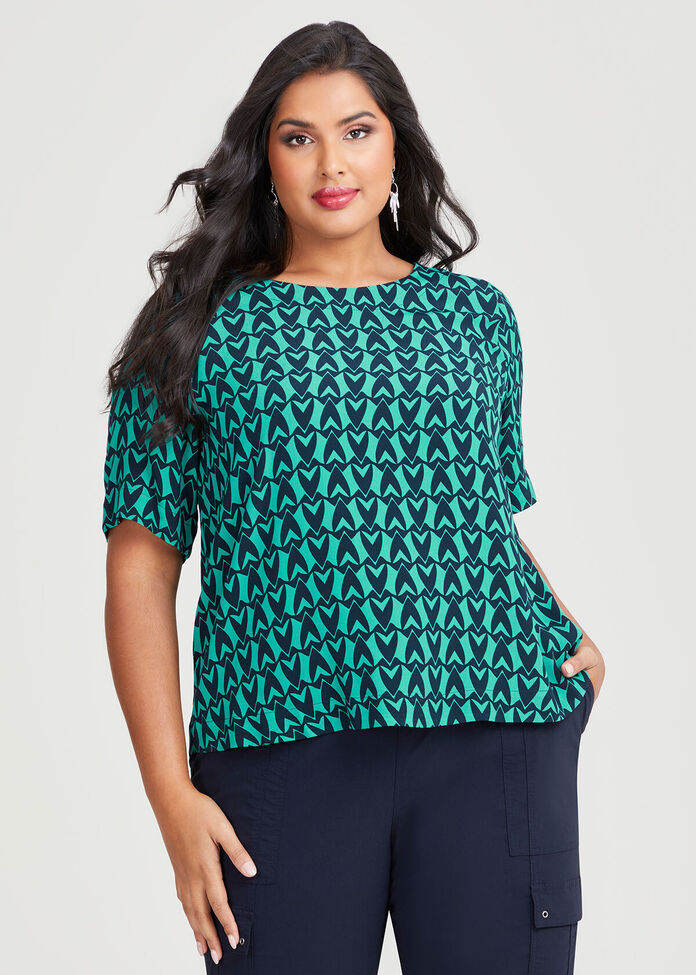 Shop Plus Size Natural Geo Print Top in Green | Taking Shape AU