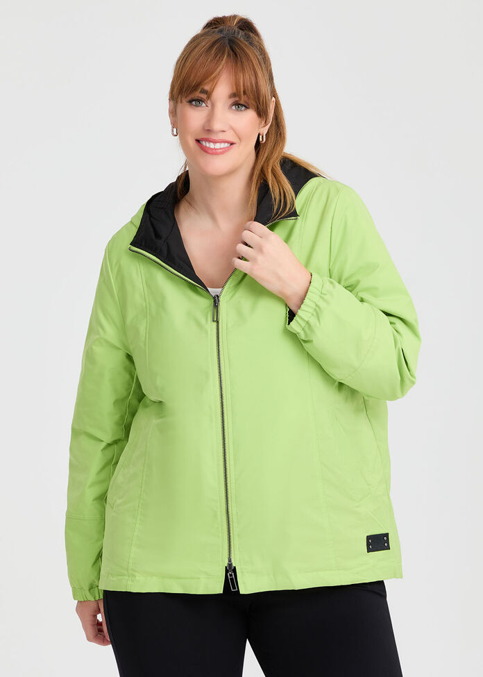 Shop Plus Size Reversible Shower Resist Ari Jacket, Green | Taking Shape AU