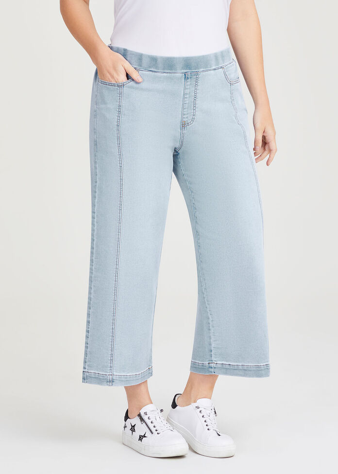 Shop Plus Size Denim Seam Front Wide Leg Jean, Blue | Taking Shape AU