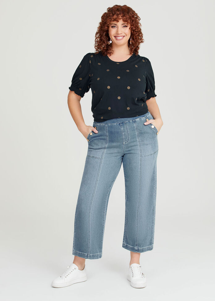 Shop Plus Size Cotton Shirred Spots Top in Blue | Taking Shape NZ