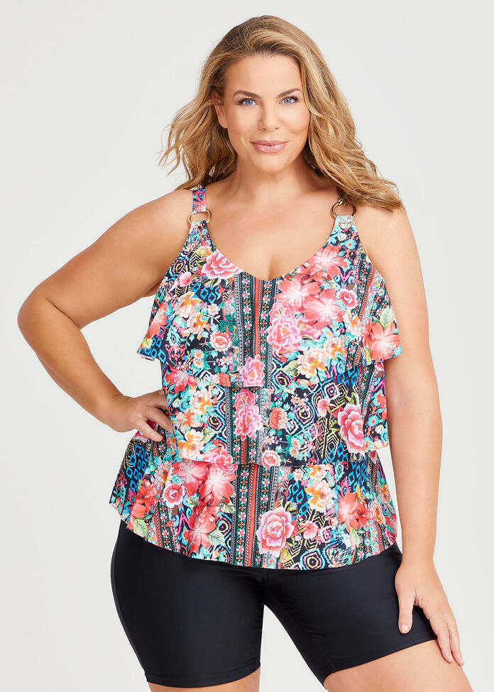 Shop Plus Size Blooming Meadows Frill Tankini, Multi | Taking Shape AU