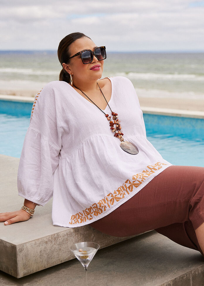 Shop Plus Size Natural Coastal Escape Top, White | Taking Shape AU