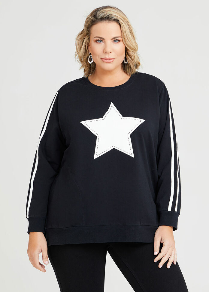 Shop Plus Size Cotton Star Sweat, Black | Taking Shape AU