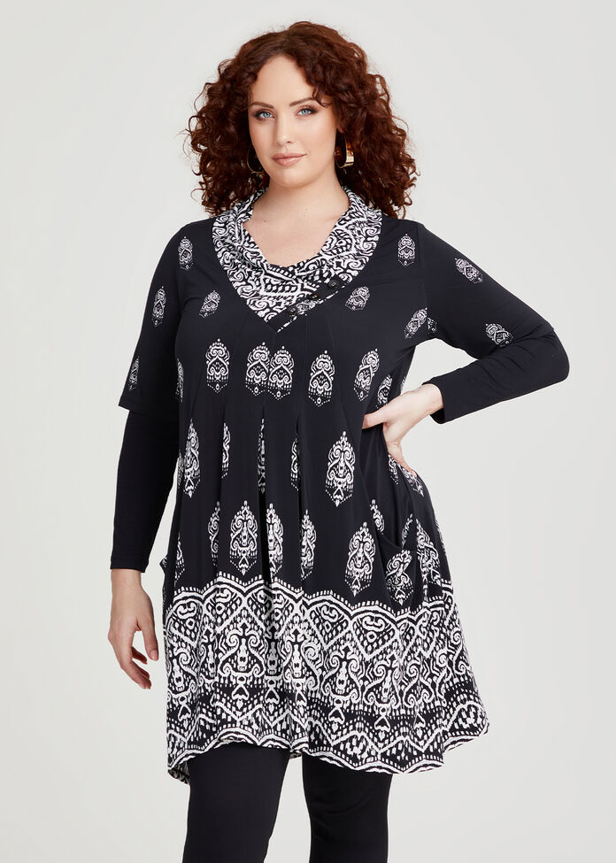 Shop Plus Size Border Print Tunic, Black | Taking Shape AU