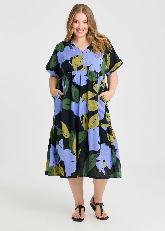 Shop Plus Size Cotton Ophelia V-neck Dress, Floral | Taking Shape AU