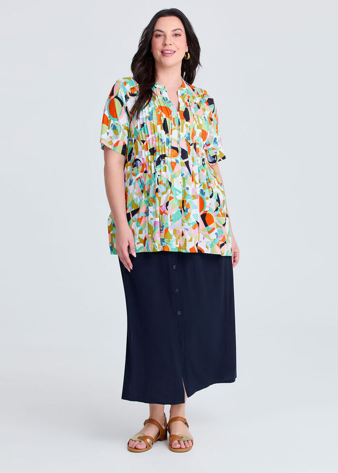 Shop Plus Size Button A-line Natural Maxi Skirt, Navy | Taking Shape AU