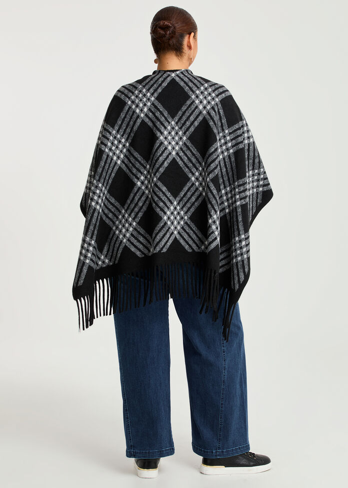 Shop Black & White Plaid Cape in Black | Accessories | Taking Shape AU