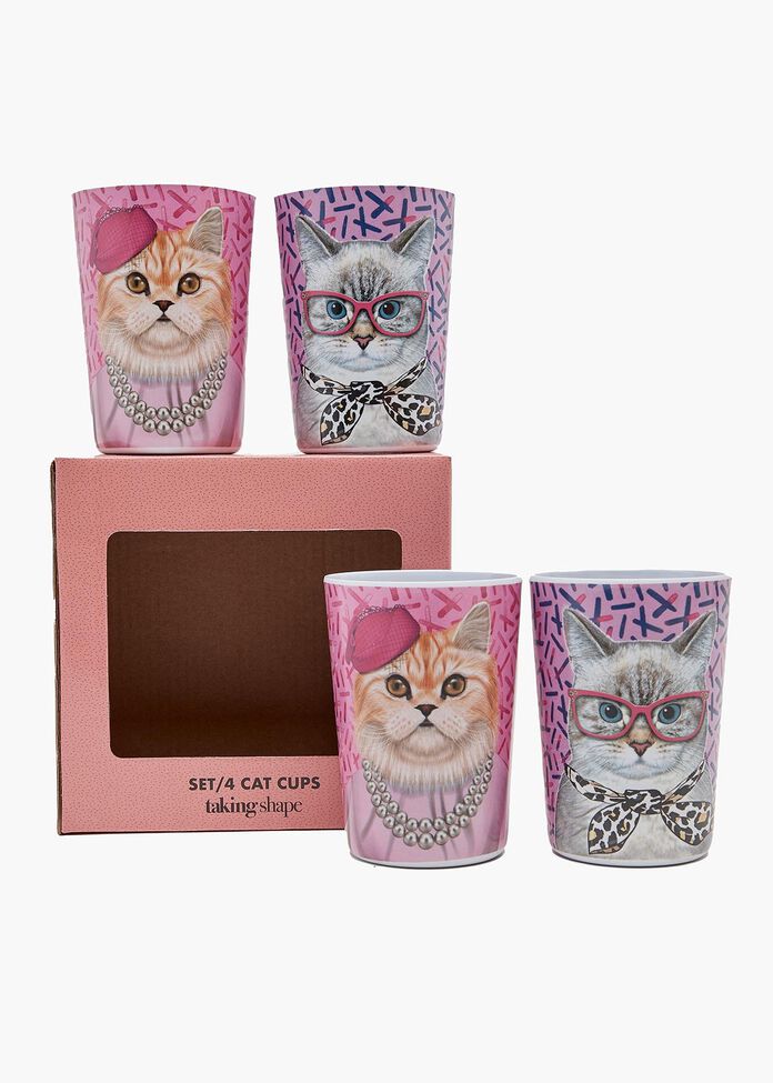 Shop Set of 4 Cat Cups in Multi | Accessories | Taking Shape AU