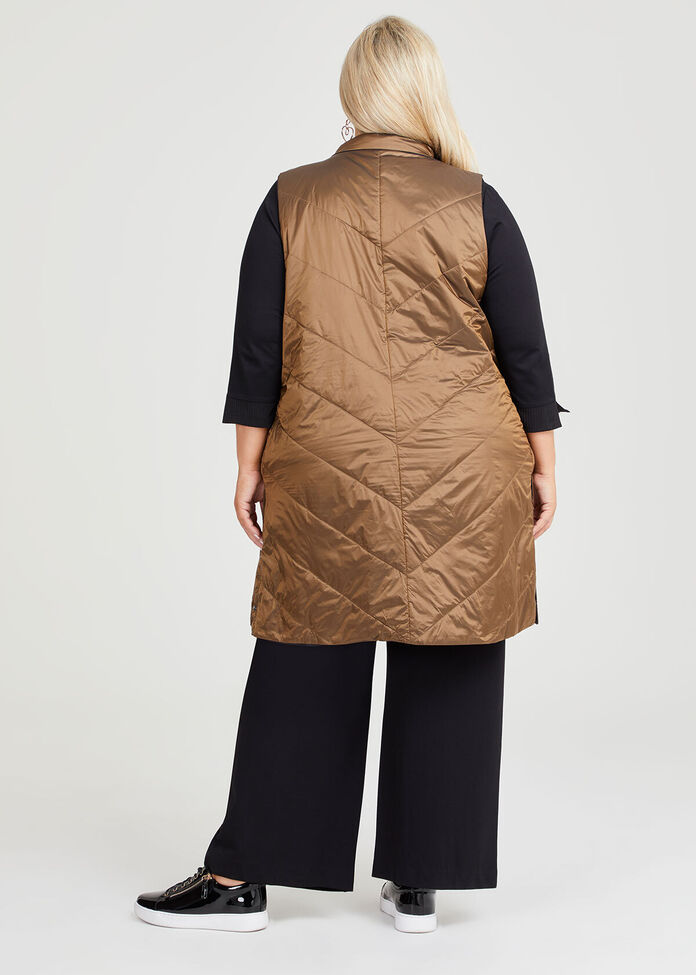 Shop Plus Size Longline Reversible Puffer Vest, Brown | Taking Shape AU