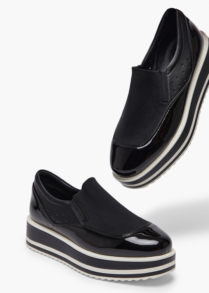 Shop Black Striped Wedge Loafer | Comfortable Shoes | Taking Shape AU