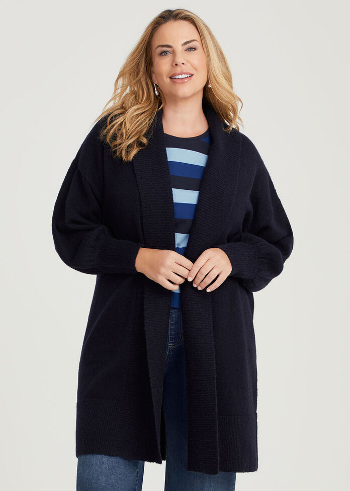 Shop Plus Size Lofty Balloon Sleeve Cardigan, Navy | Taking Shape AU