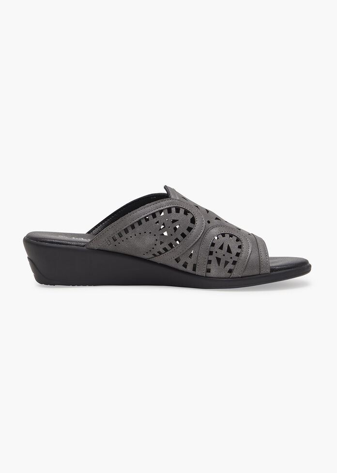 Shop Black Lasercut Wedge Sandal | Comfortable Shoes | Taking Shape AU
