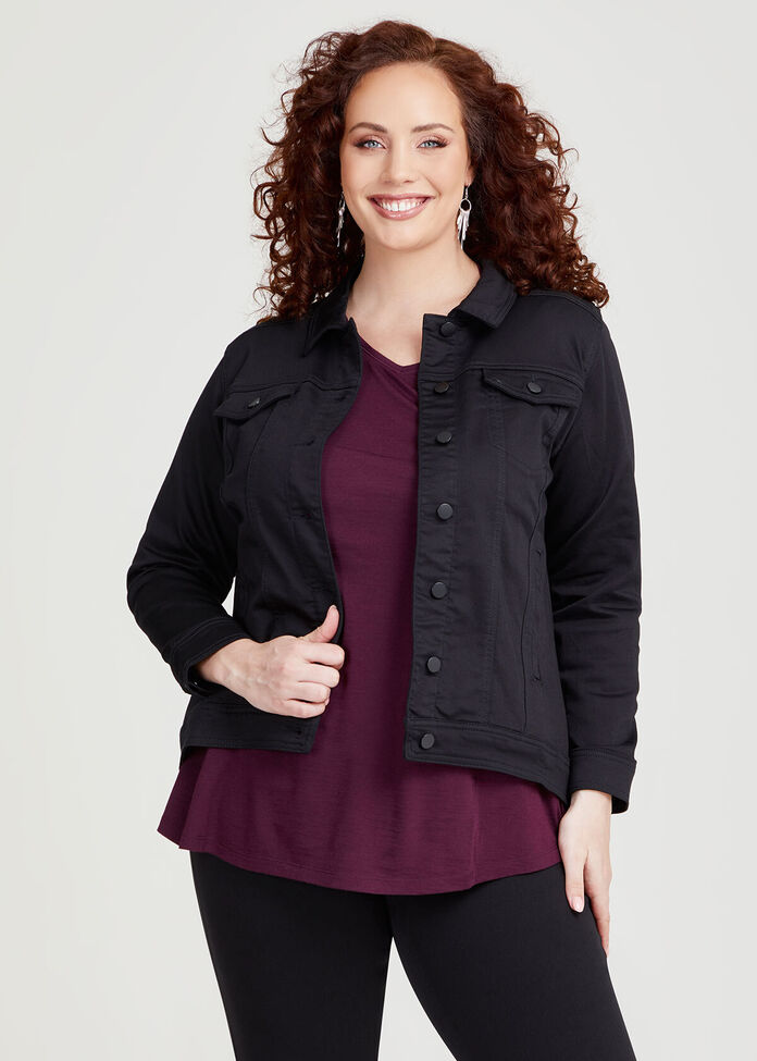 Shop Plus Size Coloured Best Fit Denim Jacket, Black | Taking Shape AU