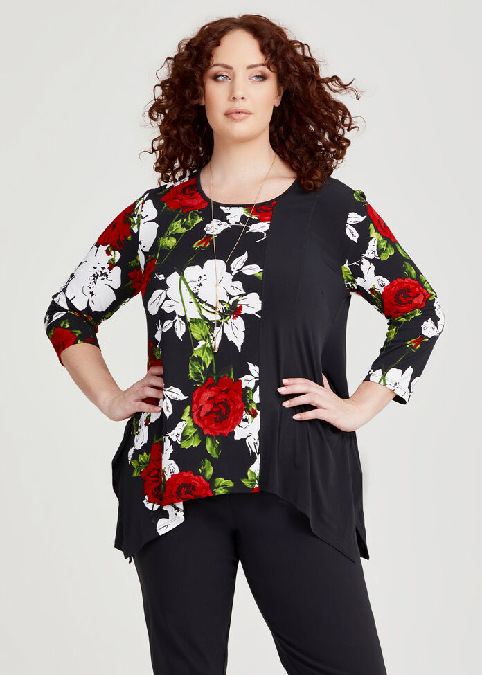 Shop Plus Size Rose Spliced Top, Black | Taking Shape AU