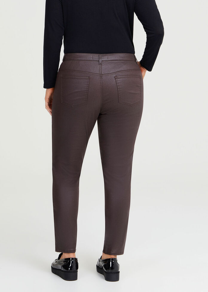 Shop Plus Size Coated Denim Slim Leg Jean, Brown | Taking Shape AU