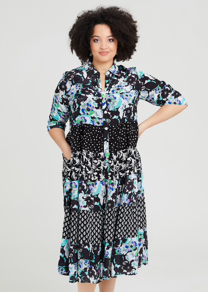 Shop Plus Size Natural Tiered Glam Shirt Dress, Multi | Taking Shape AU