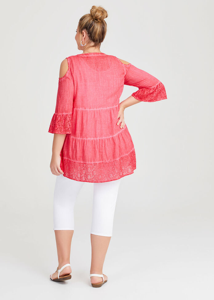 Shop Plus Size Cotton Cold Shoulder Tunic, Red | Taking Shape NZ