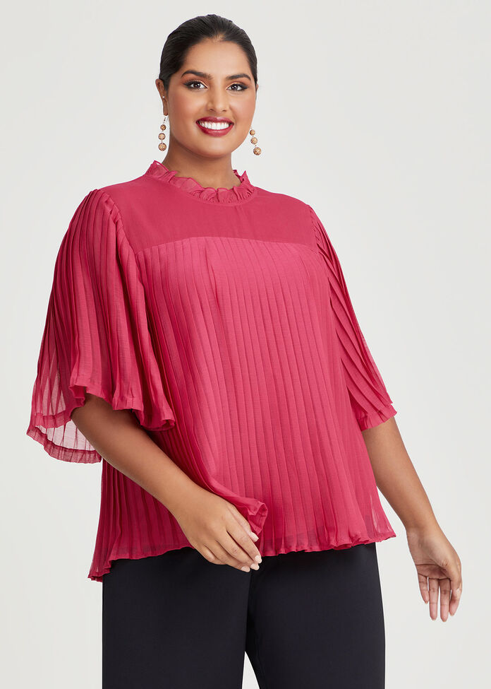 Shop Plus Size Ellaria Chiffon Pleat Top, Red | Taking Shape AU