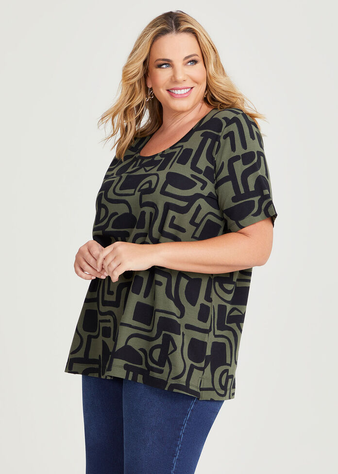Shop Plus Size Cotton Abstract Print Top, Green | Taking Shape AU