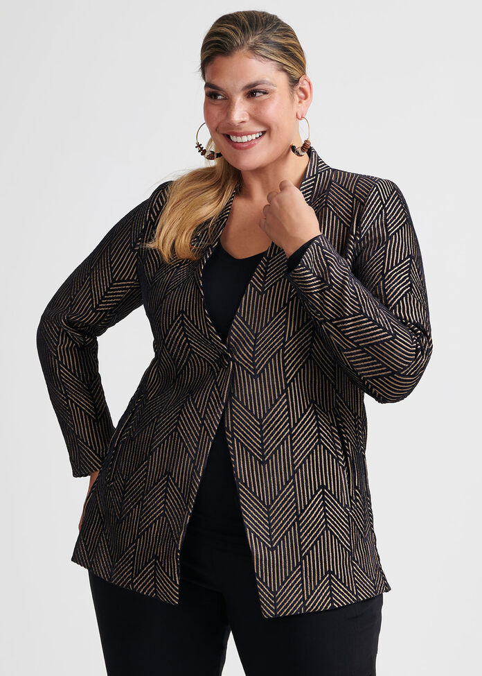 Shop Plus Size Chevron Chenille Jacket, Black | Taking Shape AU