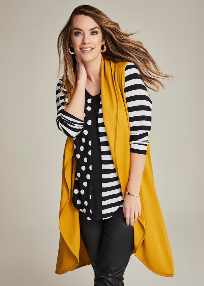Shop Plus Size Ponte Spotlight Sleeveless Long Vest in Yellow | Taking ...