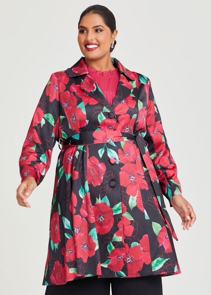 Shop Plus Size Poppy Satin Evening Coat, Red | Taking Shape NZ