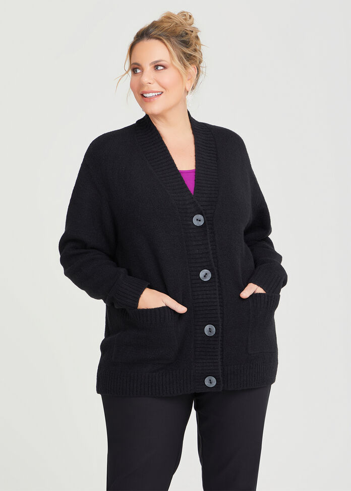 Shop Plus Size Button Front Cardigan in Black | Taking Shape AU
