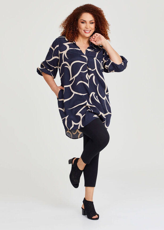 Shop Plus Size Revival Into The Blue Natural Tunic, Blue | Taking Shape AU