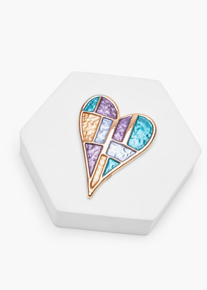 Shop Enamel Heart Magnetic Brooch in Multi | Accessories | Taking Shape NZ