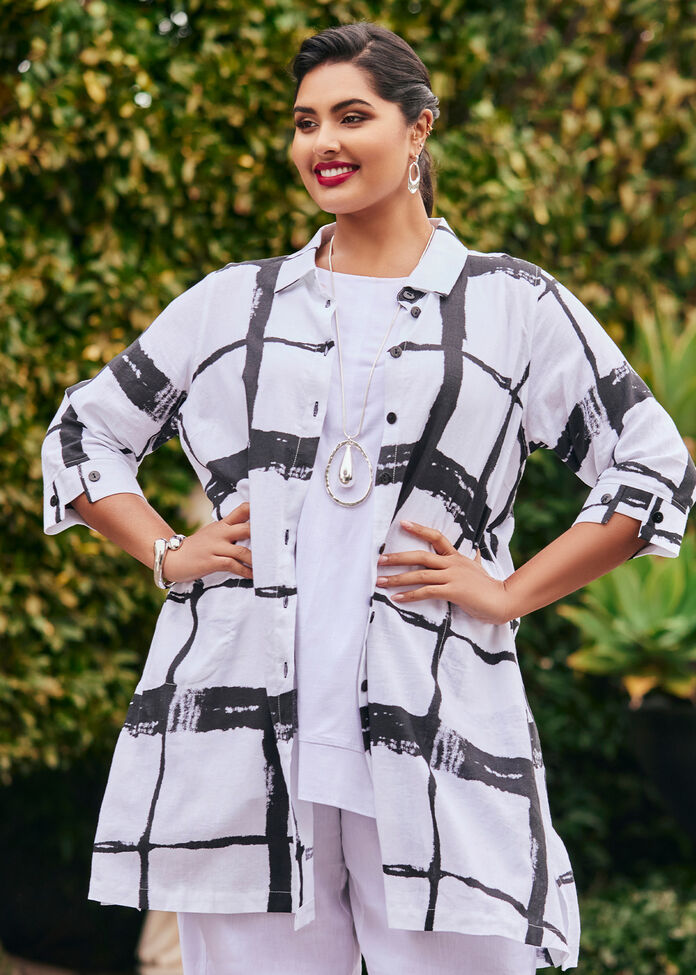 Shop Plus Size Linen Bamboo Longline Shirt, Black | Taking Shape AU