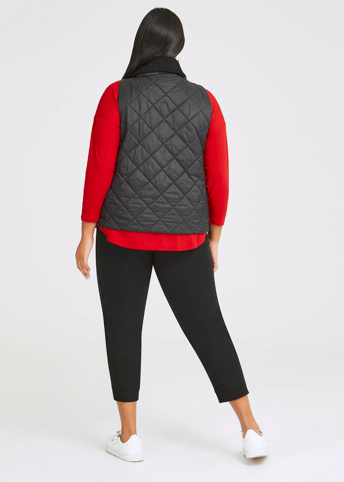 Shop Plus Size Noir Rib Collar Puffer Vest, Black | Taking Shape NZ