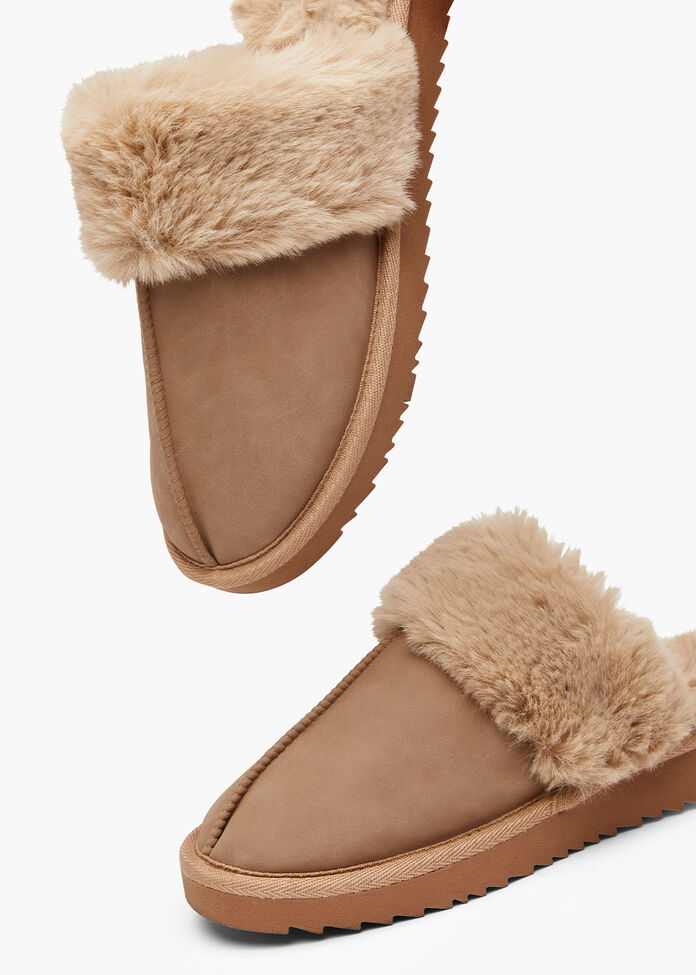 Shop Brown Fluffy Scuff Slipper | Comfortable Shoes | Taking Shape AU
