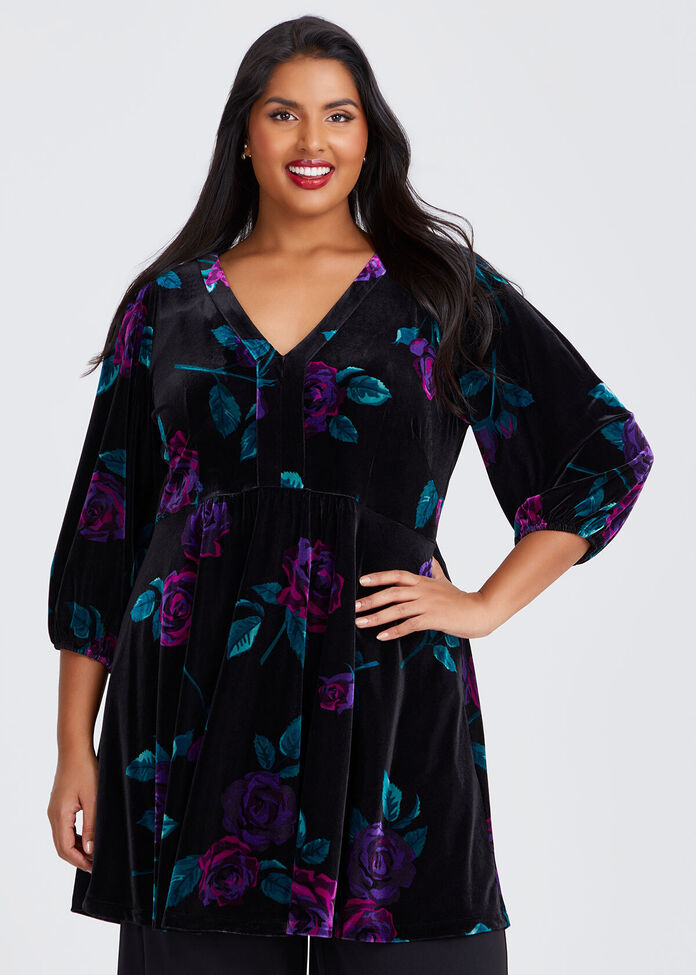 Shop Plus Size Byzantine Rose Velvet Event Tunic, Multi | Taking Shape AU
