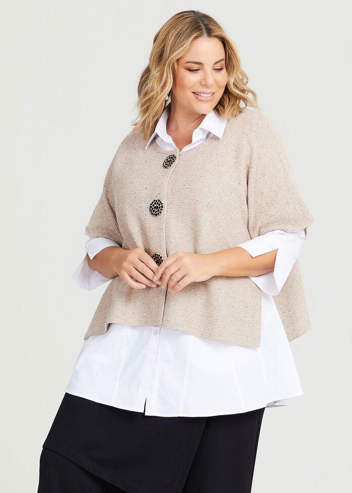 Shop Plus Size Sparkle Rib Knit Button Cardigan, Brown | Taking Shape NZ