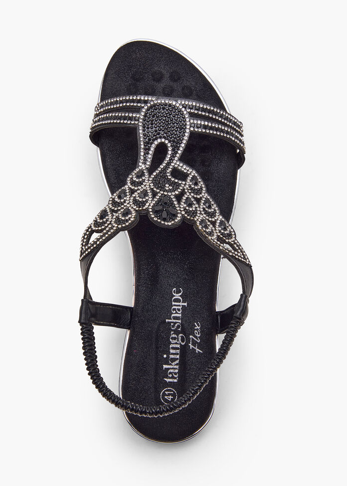Bling Detail Black & White Flex Sandals | Taking Shape NZ