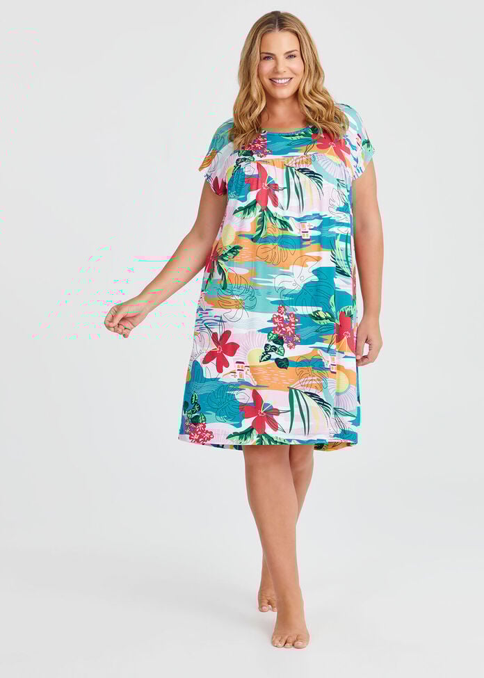Shop Plus Size Bamboo Holiday Print Nightie Multi Taking Shape Nz