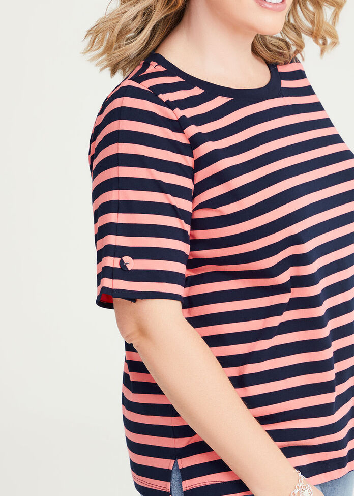 Shop Plus Size Cotton Stripe Breton Top in Blue | Taking Shape NZ