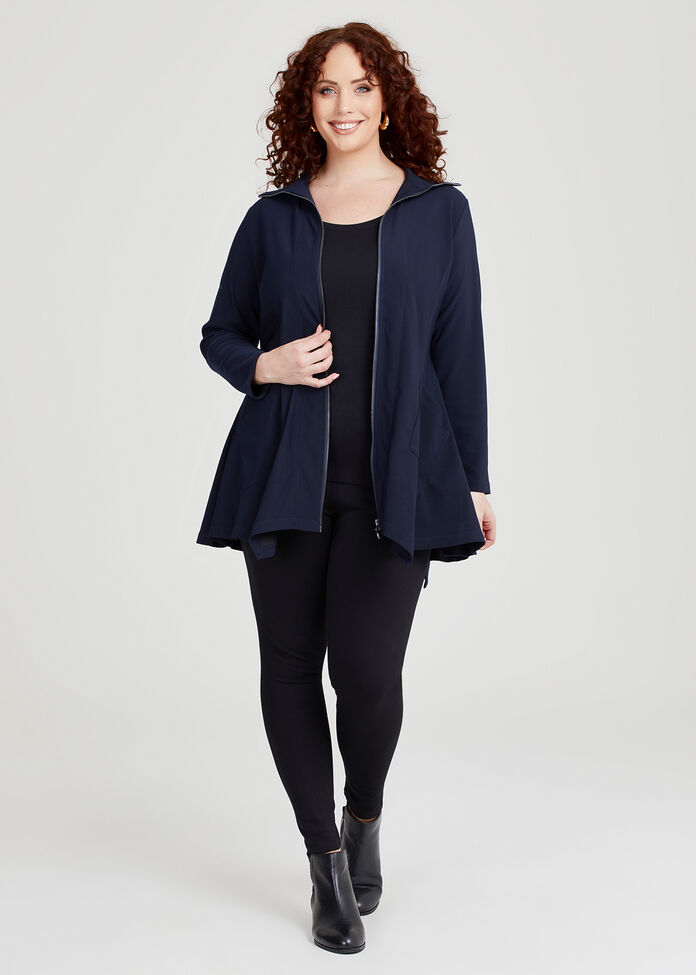 Shop Plus Size Zip Double Knit Jacket, Blue | Taking Shape AU